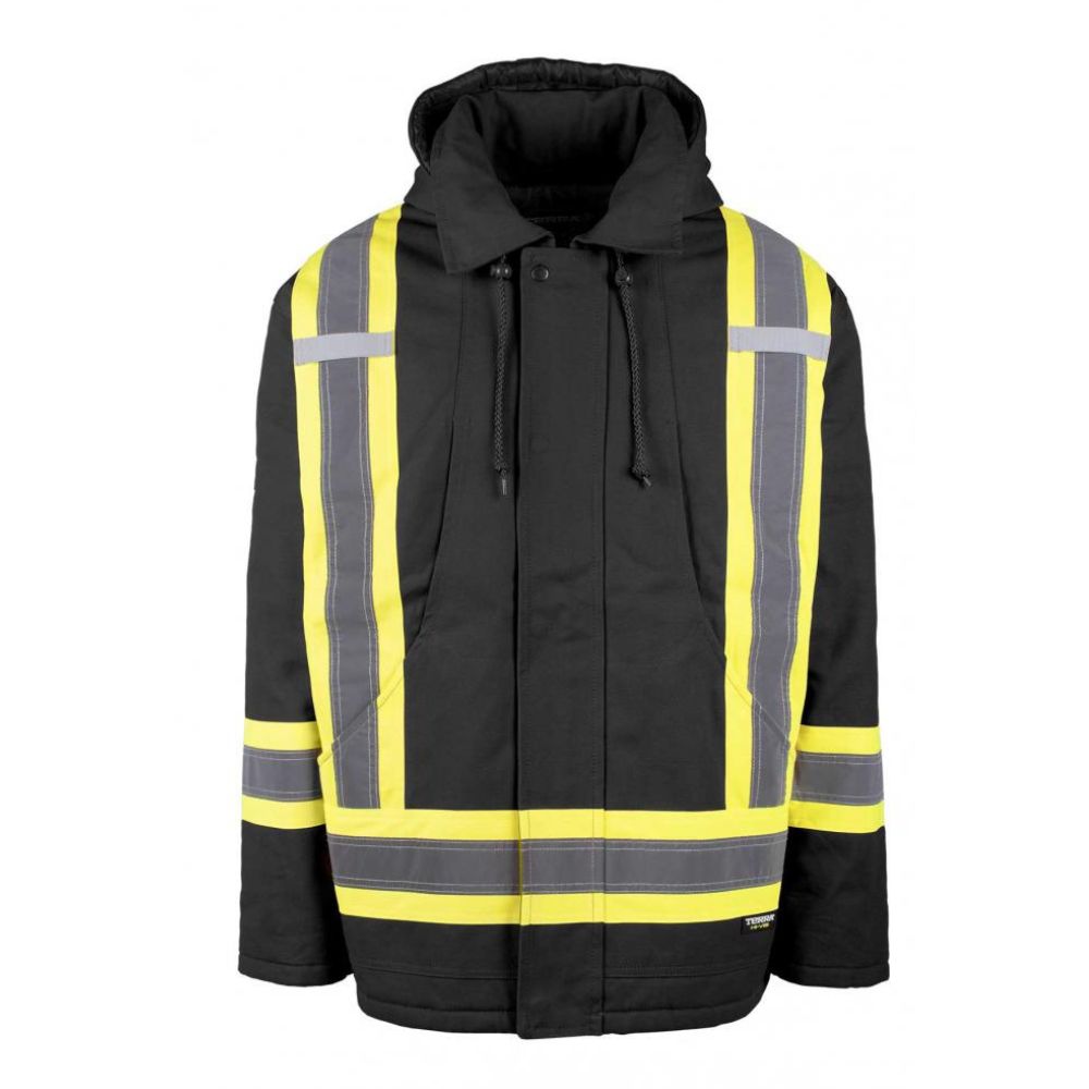 Terra Hi-VIS Men's Lined Winter Canvas Safety Parka 116568 - Black ...