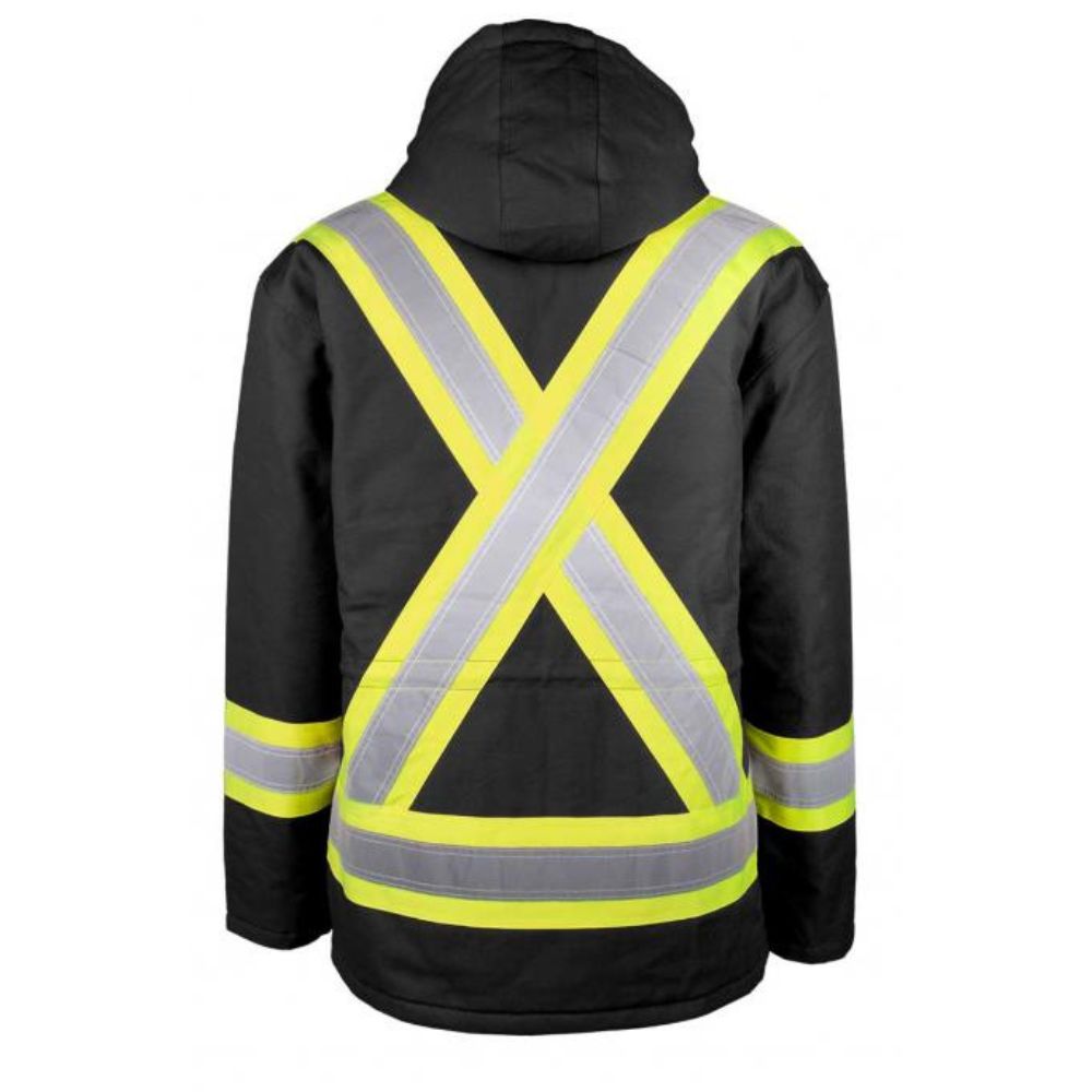Terra Hi-VIS Men's Lined Winter Canvas Safety Parka 116568 - Black ...