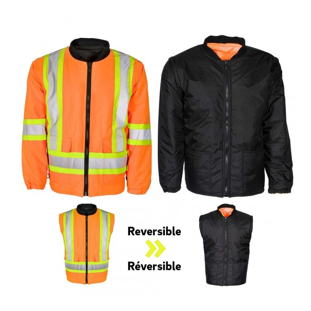 Terra Men's Hi-Vis 6 in 1 System Work Bomber Jacket Orange - 116562 ...