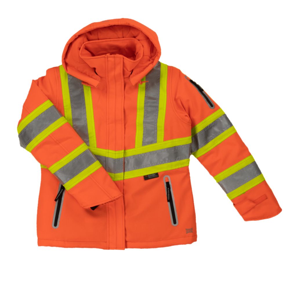 Tough Duck Women's Hi Vis Insulated Flex Safety Work Jacket SJ41 - ORA ...